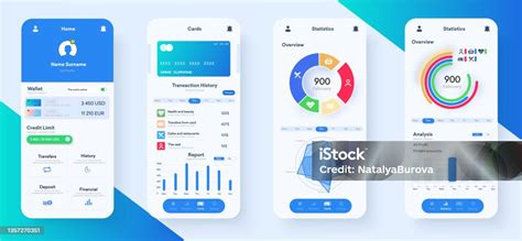 온라인 뱅킹 Ui Ux Gui 지불 관세로 설정 된 Kit 템플릿 은행 계좌 모니터링 소득 역학 계좌 예산 신청 자금 송금 스톡 벡터 대시보드 시각 보조 자료에 대한 스톡