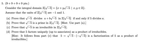 solved 5 9 9 9 9 pts consider the integral domain