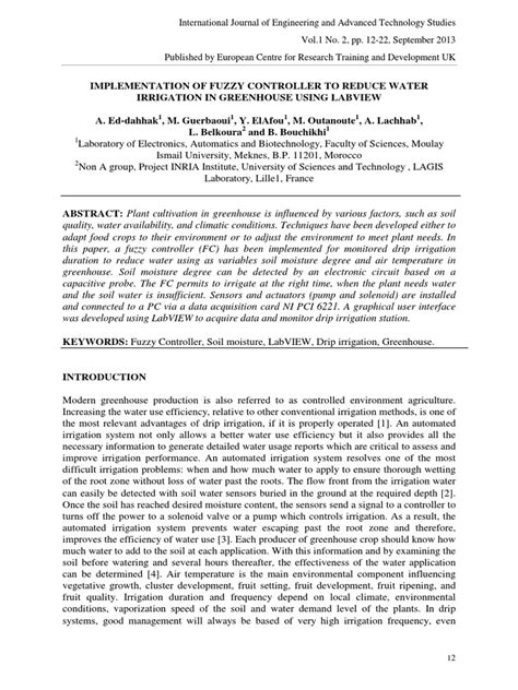 Implementation Of Fuzzy Controller To Reduce Water Irrigation In
