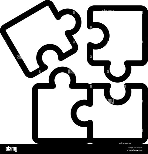 Simple Vector Icon Illustration Of Interlocking Puzzle Pieces In Black And White Stock Vector