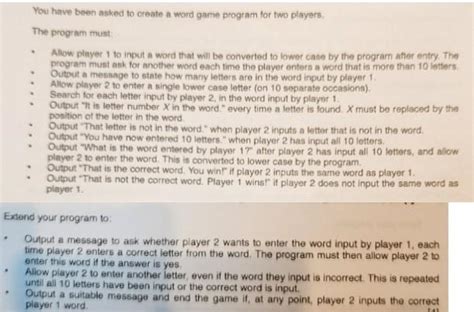 Solved You Have Been Asked To Create A Word Game Program For Chegg