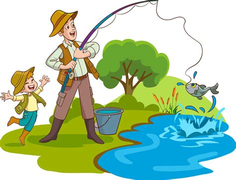 Vector Illustration Of Father And Son Fishing 32042813 Vector Art At