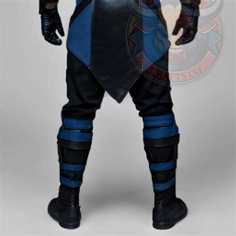 Men Blue Ninja Warrior Costume Leather Armor Cosplay Outfit Hooded