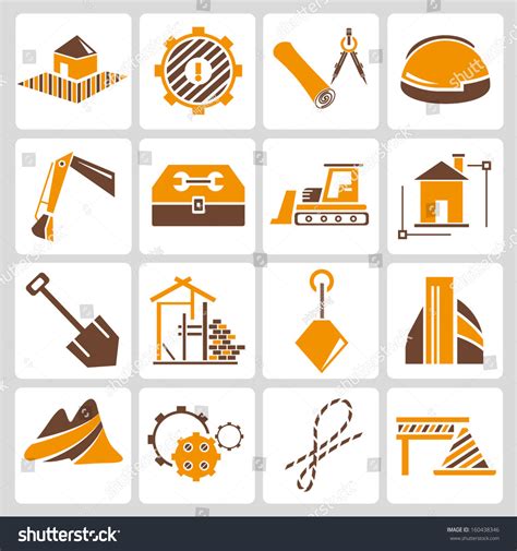 Construction Civil Engineering Icons Stock Vector 160438346 Shutterstock