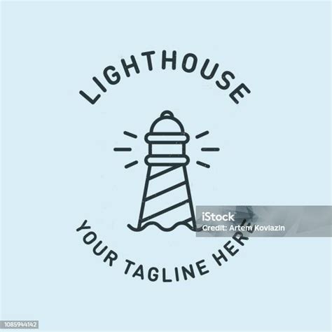 등 대 표지 로고 템플릿 디자인 최소한의 플랫 라인 스트로크 아이콘 그림 기호 그림 등대에 대한 스톡 벡터 아트 및 기타 이미지 등대 로고 금고 보안 장비 Istock