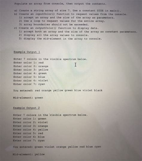 Solved Populate An Array From Console Then Output The
