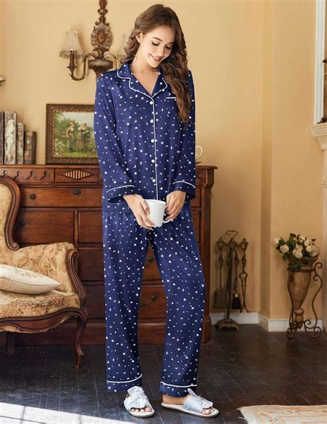 Ekouaer Womens Satin Pajama Set Basic Sample Silky Pj Units Button Down Sleepwear Loungewear In