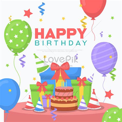 생일 축하 파티 풍선 선물 일러스트 무료 다운로드 Lovepik