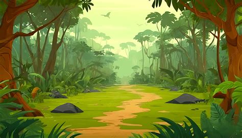 Cartoon Forest Or Jungle Background Image Cartoon Jungle Forest Cartoonart Forest Background