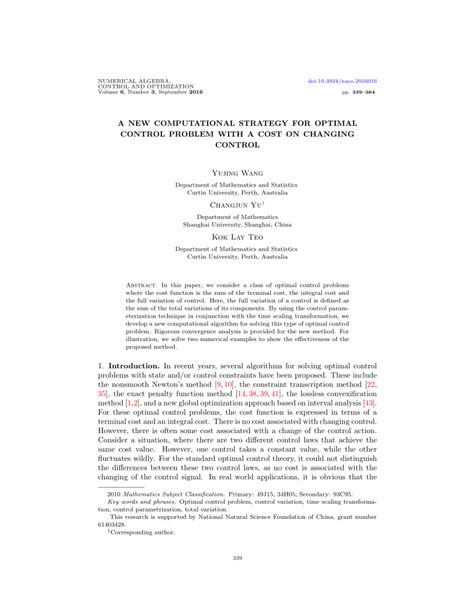 Pdf A New Computational Strategy For Optimal Control Problem With A
