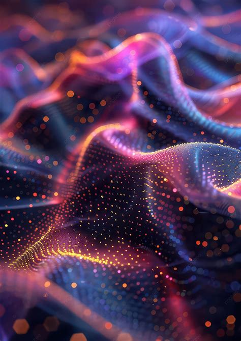 Abstract Digital Waves With Vibrant Colors And Glowing Particles Background Wallpaper Image For
