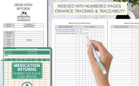 Medication Returns Log Book 150 Page Returned Drugs Book For