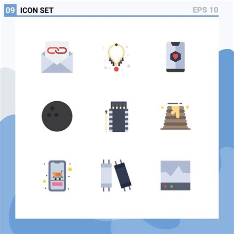 Pack Of 9 Modern Flat Colors Signs And Symbols For Web Print Media Such As Camping Sport