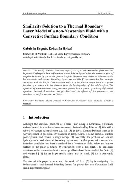 Pdf Similarity Solution To A Thermal Boundary Layer Model Of A Non Newtonian Fluid With A