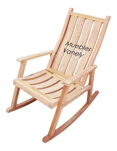Silla Mecedora Adulto Moderna Madera Pino Jardín Artesanal Sin Barniz
