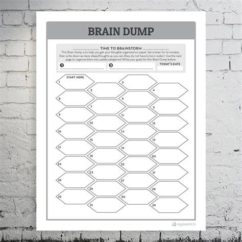 Free Printable Brain Dump Template Printable Word Searches