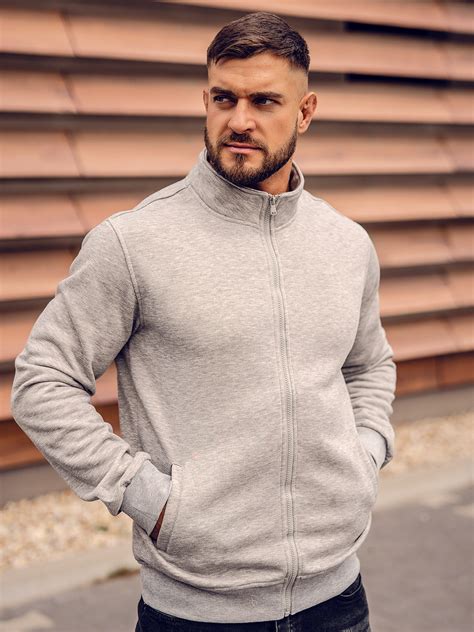 Sudadera Abierta Con Cuello Alto Para Hombre Gris Bolf B2002a Gris