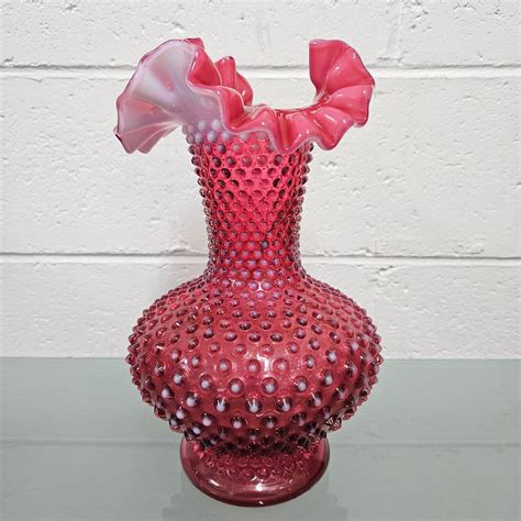 Vintage Fenton Cranberry Glass Vase Moonee Ponds Antiques