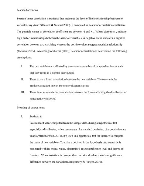 Pearson Correlation Hypothesis Test And Significance