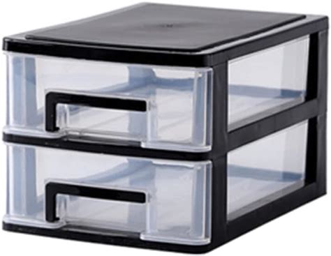 Gatuida Plastic Storage Drawers 2 Drawer Desktop Organizer Clear Plastic Desk