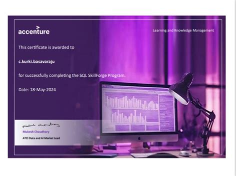 Chinmay K B On Linkedin Accenture Sql