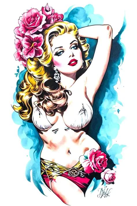 Surrealism A Tattoo Of A Sexy Pin Up Girl Tattoo Blackink Ai