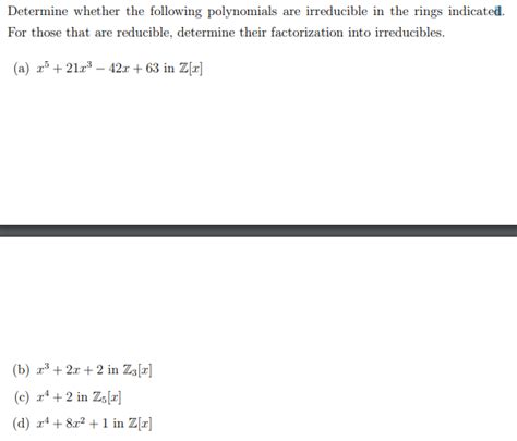 solved determine whether the following polynomials are