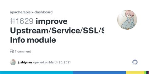 Improve Upstreamservicesslsystem Info Module · Issue 1629 · Apacheapisix Dashboard · Github