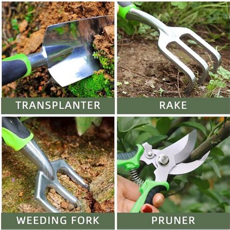 Outils De Jardinage 8 Pièces Avec Sac De Rangement Râteaux Transplanter Gants De Cadeaux De