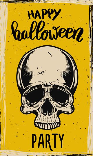할로윈 파티의 전단지 템플릿입니다 그런 지 배경에 악한 두개골입니다 포스터 카드 배너에 대 한 디자인 요소입니다 벡터 일러스트레이션 10월에 대한 스톡 벡터 아트 및 기타