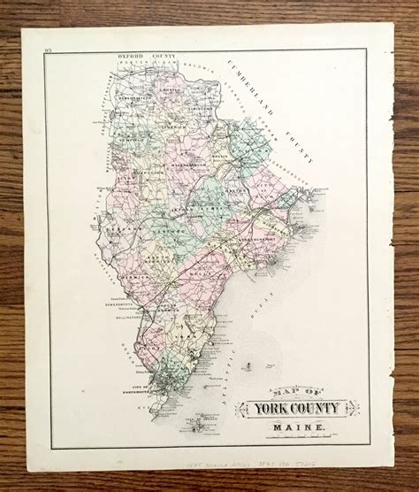 Antique York County Maine Map By George N Colby Company Kittery Kennebunkport