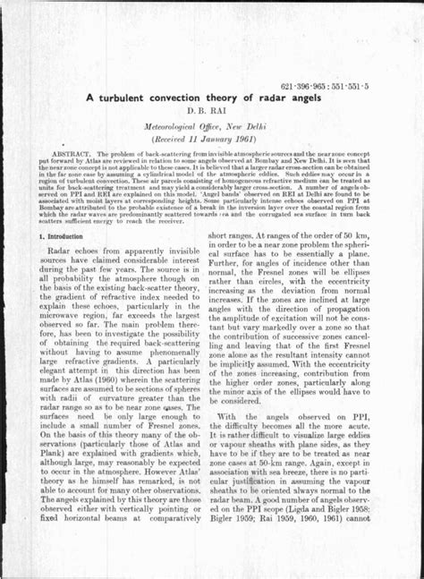 Pdf A Turbulent Convection Theory Of Radar Angels
