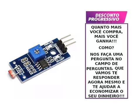 módulo sensor de luz e luminosidade ldr para arduino à venda em belo