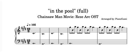 Full Chainsaw Man Movie Reze Arc In The Pool Easy Piano Sheet