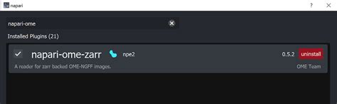 napari napari ome zarr plugin is not registered usage and issues