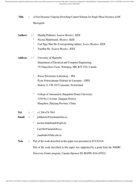 A Fast Dynamic Unipolar Switching Control Scheme For Single Phase