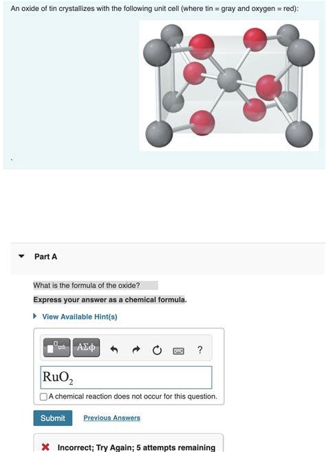 An Oxide Of Tin Crystallizes With The Following Unit
