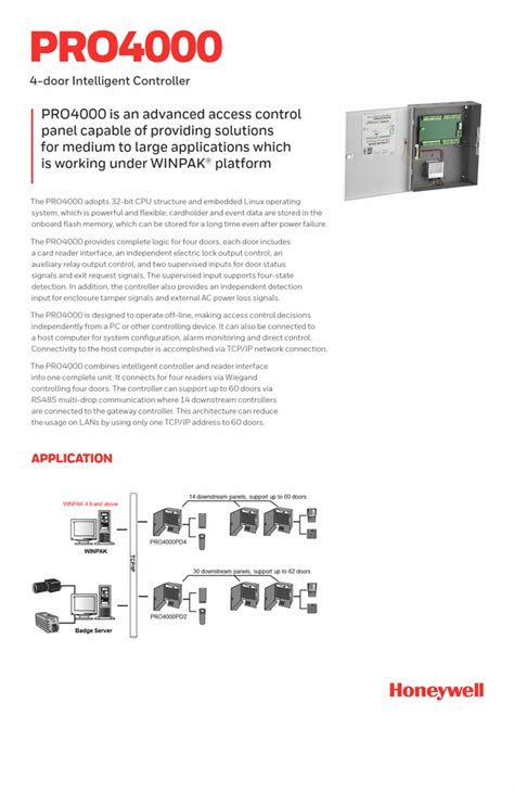 Honeywell Pro4000 Controller 4 Door 2 Door Controller With Enclosure