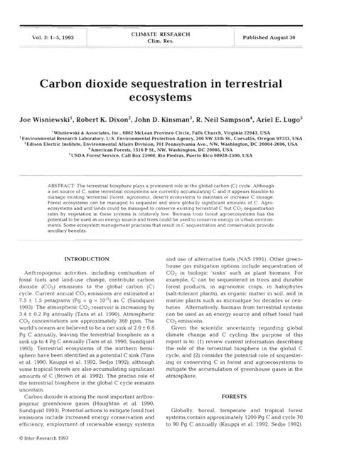 Pdf Carbon Dioxide Sequestration In Terrestrial Ecosystems