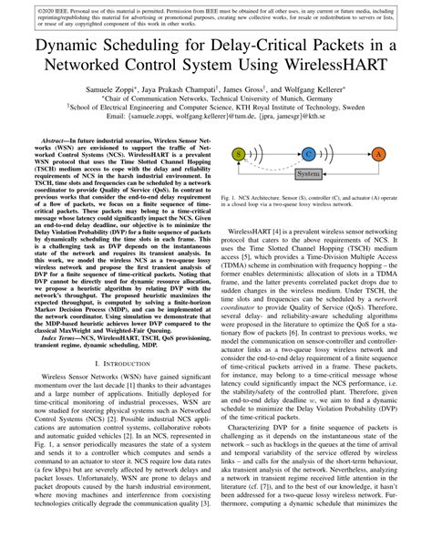 pdf dynamic scheduling for delay critical packets in a networked