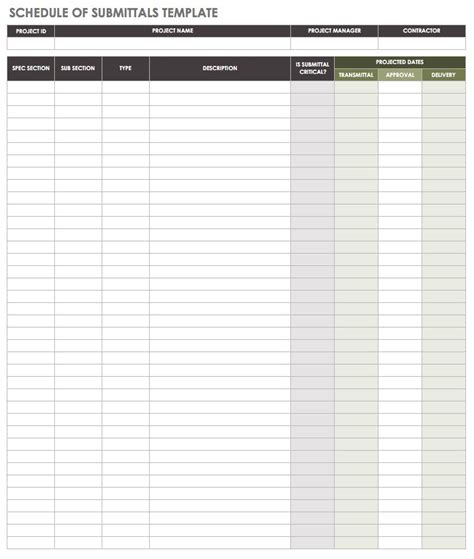 Submittal Log Template Excel At A Glance