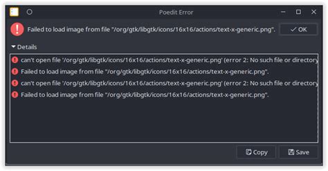 failed to load image from file org gtk libgtk icons 16x16 actions