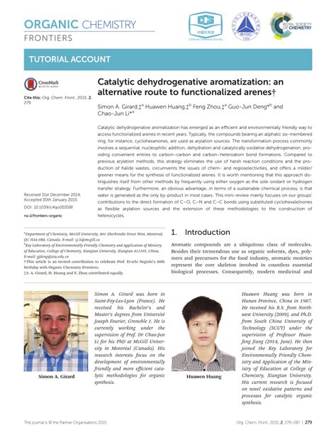 Pdf Cheminform Abstract Catalytic Dehydrogenative Aromatization An
