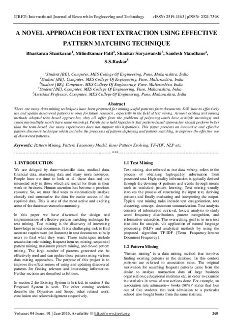 Pdf A Novel Approach For Text Extraction Using Effective Pattern