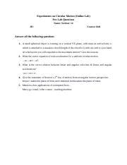 Understanding Circular Motion Pre Lab Questions And Vector Course Hero