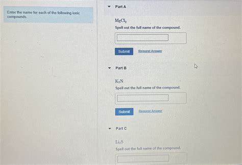 Solved Part AEnter the name for each of the following ionic | Chegg.com