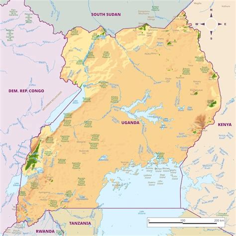 Premium Vector Detailed Physical Map Of Uganda