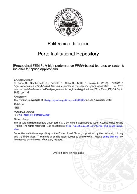 Pdf Femip A High Performance Fpga Based Features Extractor And Matcher