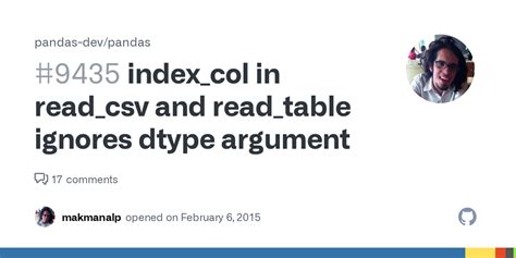 Indexcol In Readcsv And Readtable Ignores Dtype Argument · Issue
