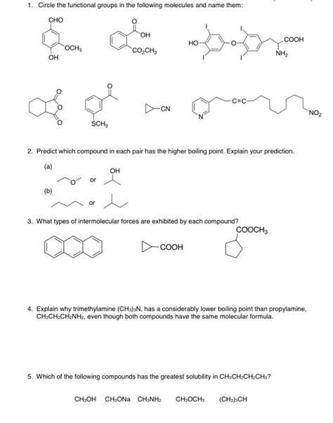 solved 1 circle the functional groups in the following